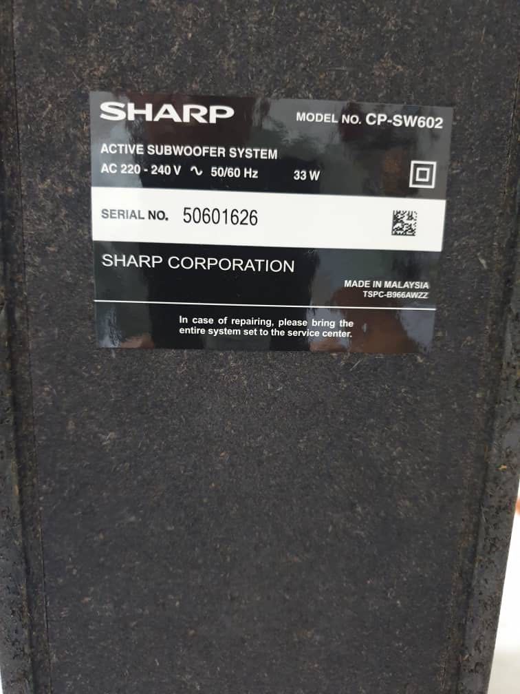 Sharp Active Subwoofer, Audio, Soundbars, Speakers & Amplifiers on ...