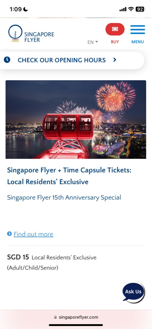 Singapore Flyer + Time Capsule Tickets 2 pax(28/4)Friday, Tickets ...