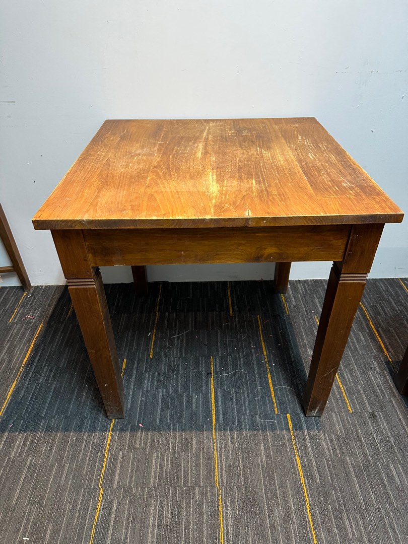 Solid wood square table, Furniture & Home Living, Furniture, Tables ...
