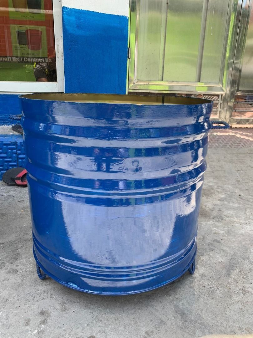 steel drum trash bin, Furniture & Home Living, Cleaning & Homecare ...