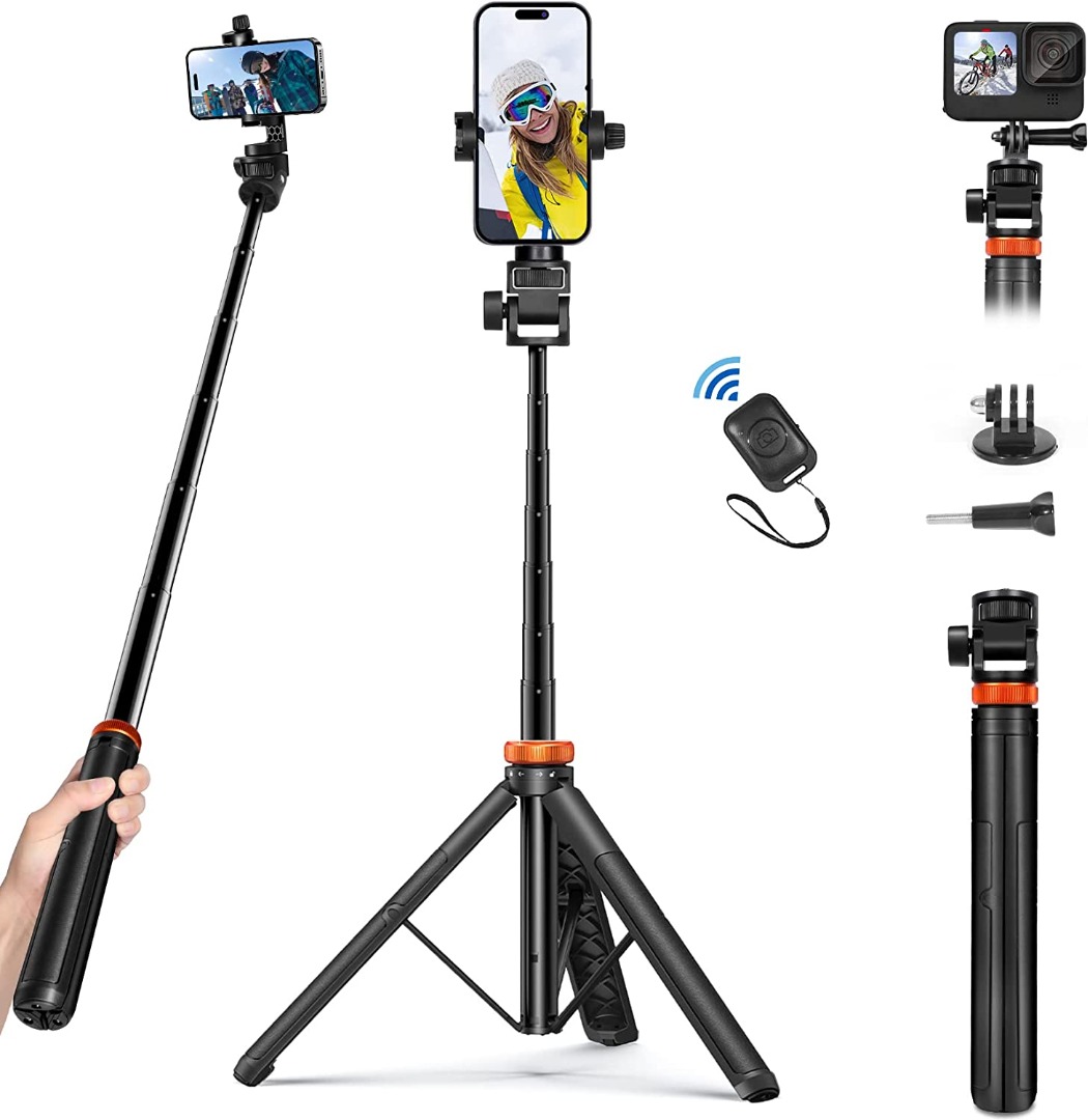 Tobeape® Selfie Stick Tripod with Remote, 157cm Extendable Phone Tripod ...