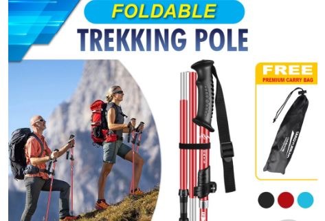 Trekking Pole Hiking Poles Collapsible Tri-fold Carbon Fiber Walking ...