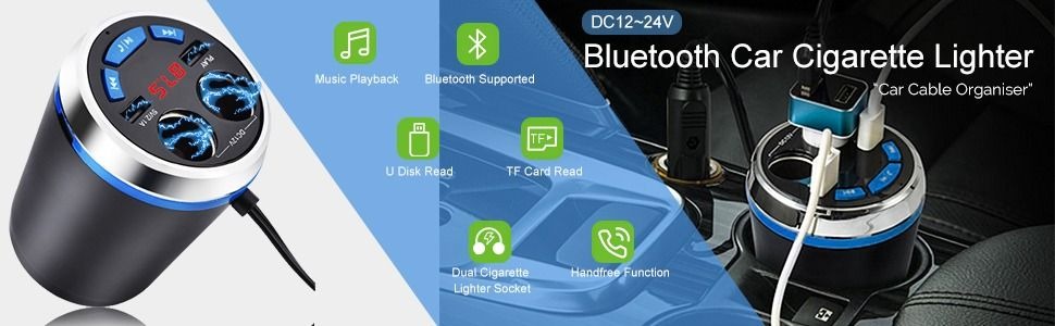 Vbestlife Bluetooth FM transmitter, Bluetooth FM radio adapter, hands ...