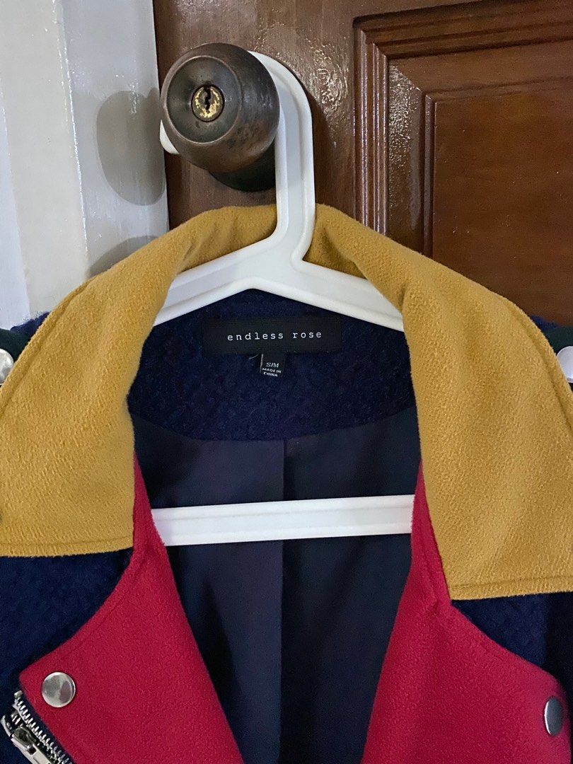 Vintage Colorblock Moto Jacket, Women's Fashion, Coats, Jackets and ...