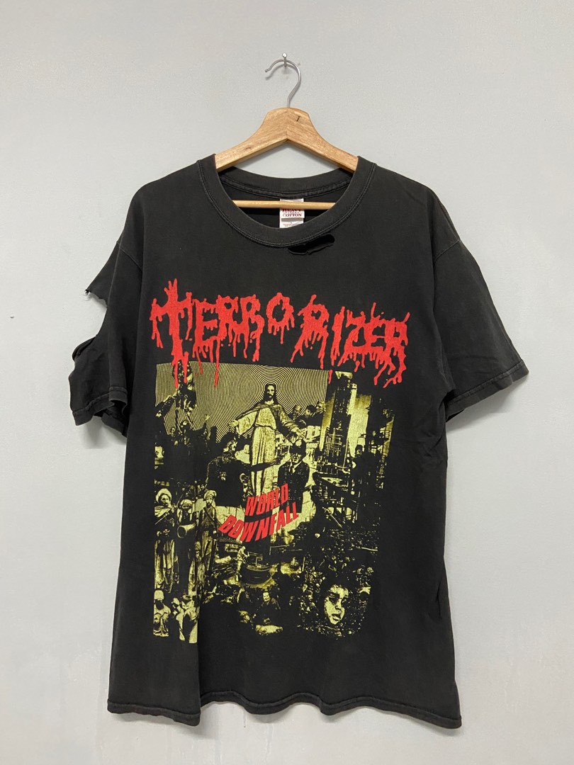 Vintage Terrorizer Metal Band Distressed Thrashed World Dawnfall, Men's ...