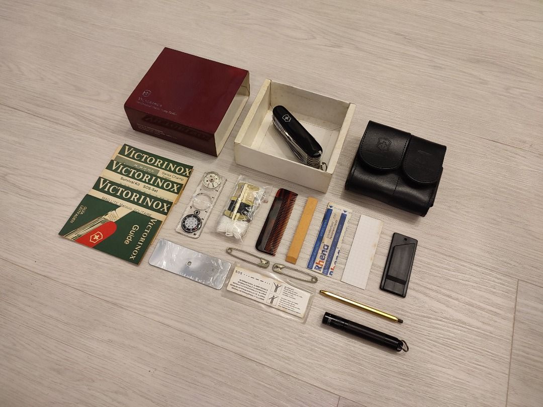 Vintage Victorinox Swiss Army Knife SOS Kit Large Black Swiss Champ ...