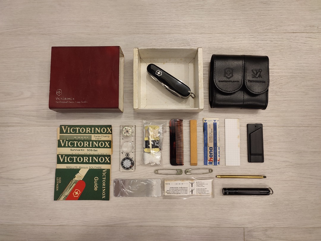 Vintage Victorinox Swiss Army Knife SOS Kit Large Black Swiss Champ ...