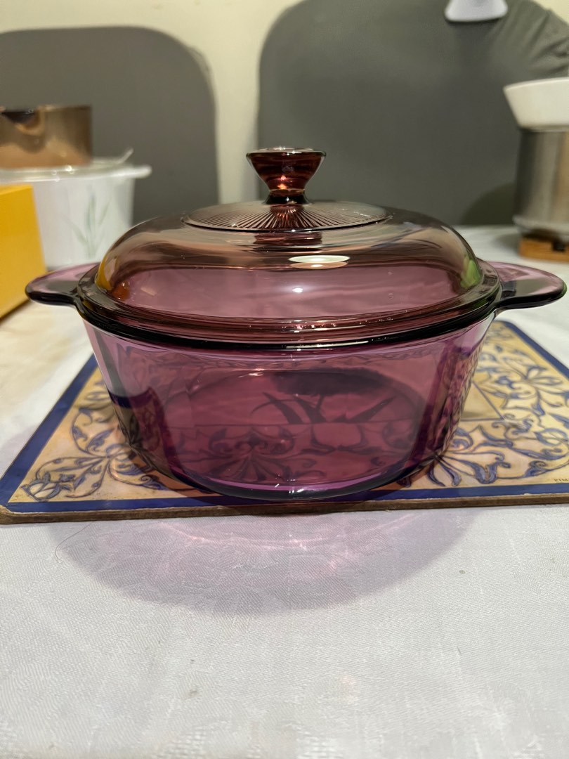 Vintage Vision Corningware cookware cranberry casserole dish, Furniture ...