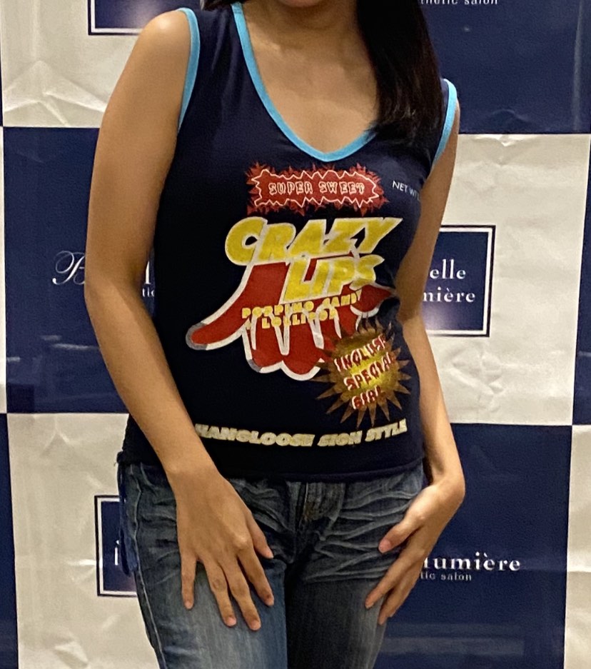 y2k dark blue raspberry side string crop top sando on Carousell