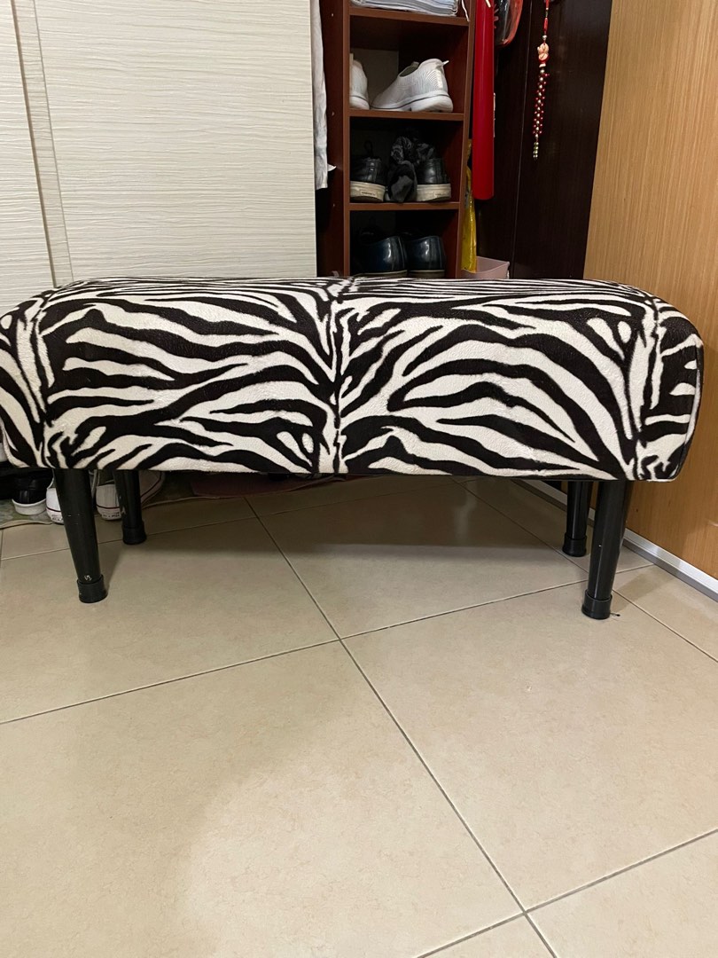 Zebra pattern Bench stool, Furniture & Home Living, Furniture, Chairs ...