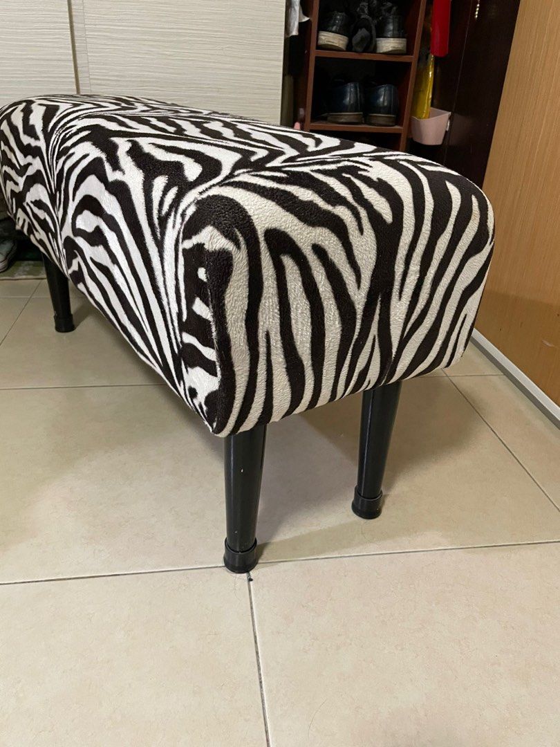 Zebra pattern Bench stool, Furniture & Home Living, Furniture, Chairs ...