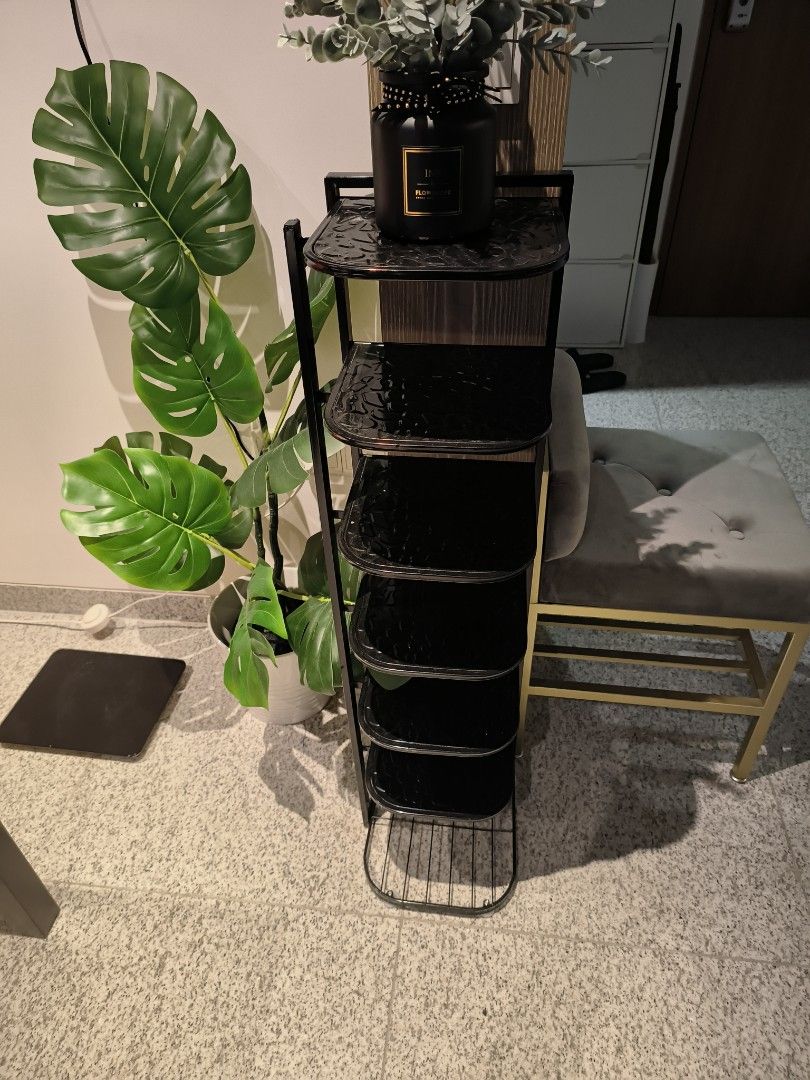 7 Tier Black Metal Tower Shoe Rack, Furniture & Home Living, Furniture ...