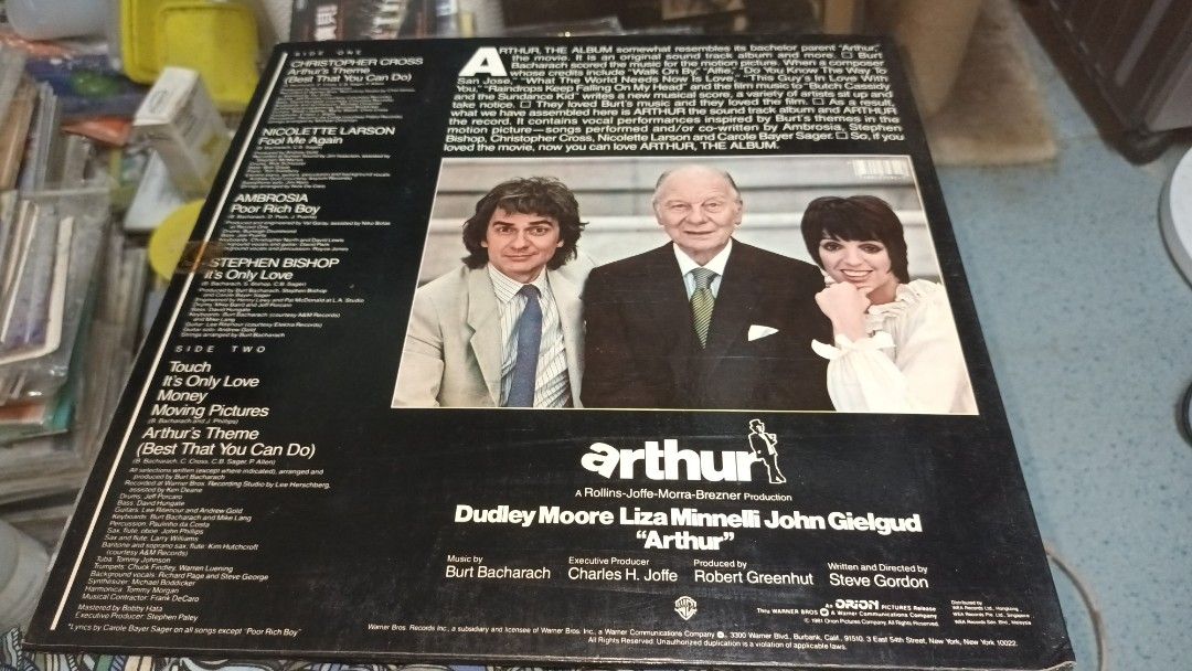 美版 ARTHUR THE ALBUM OST 舊版 黑膠 LP FEAT. CHRISTOPHER CROSS / BURT ...