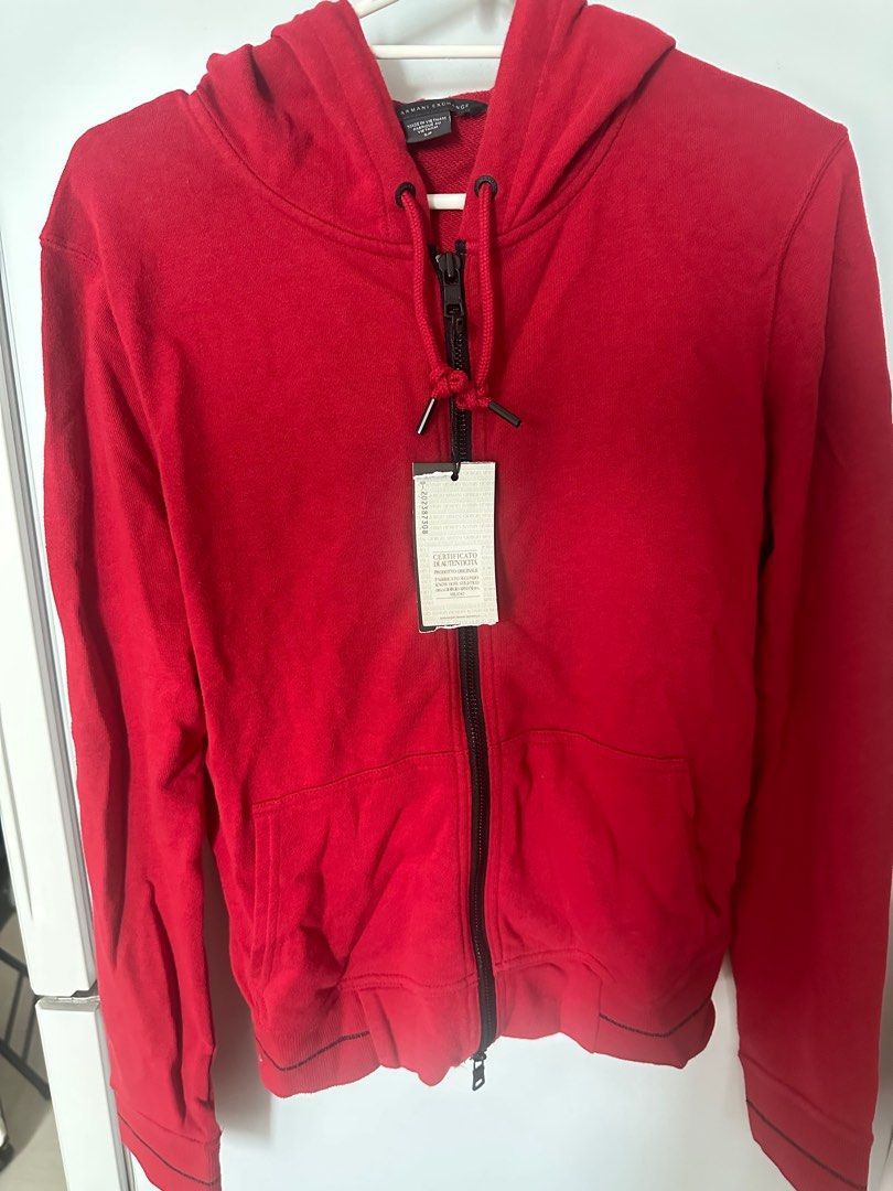 Armani Exchange red hoodie jacket, Women's Fashion, Coats, Jackets and ...