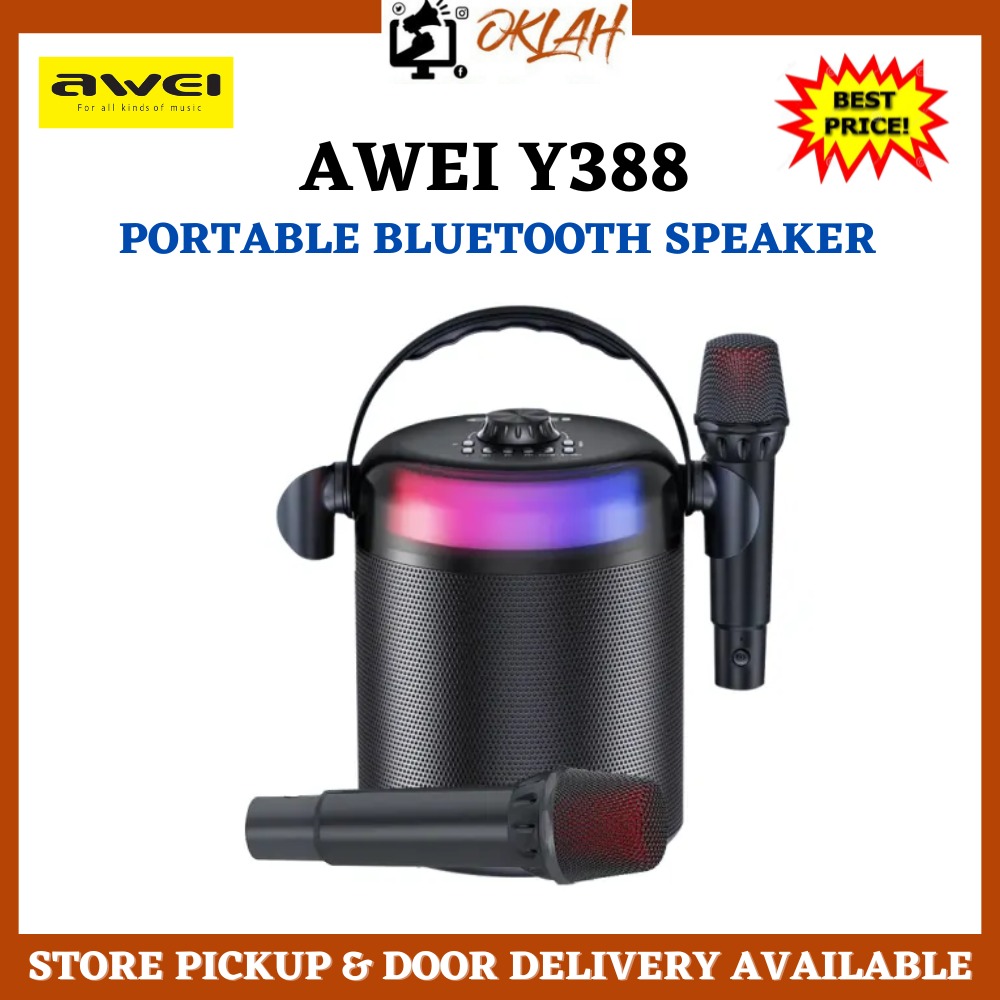 Awei Y388 Portable Speaker Karaoke with 2 Wireless Microphones | Brand New With Warranty | Same ...