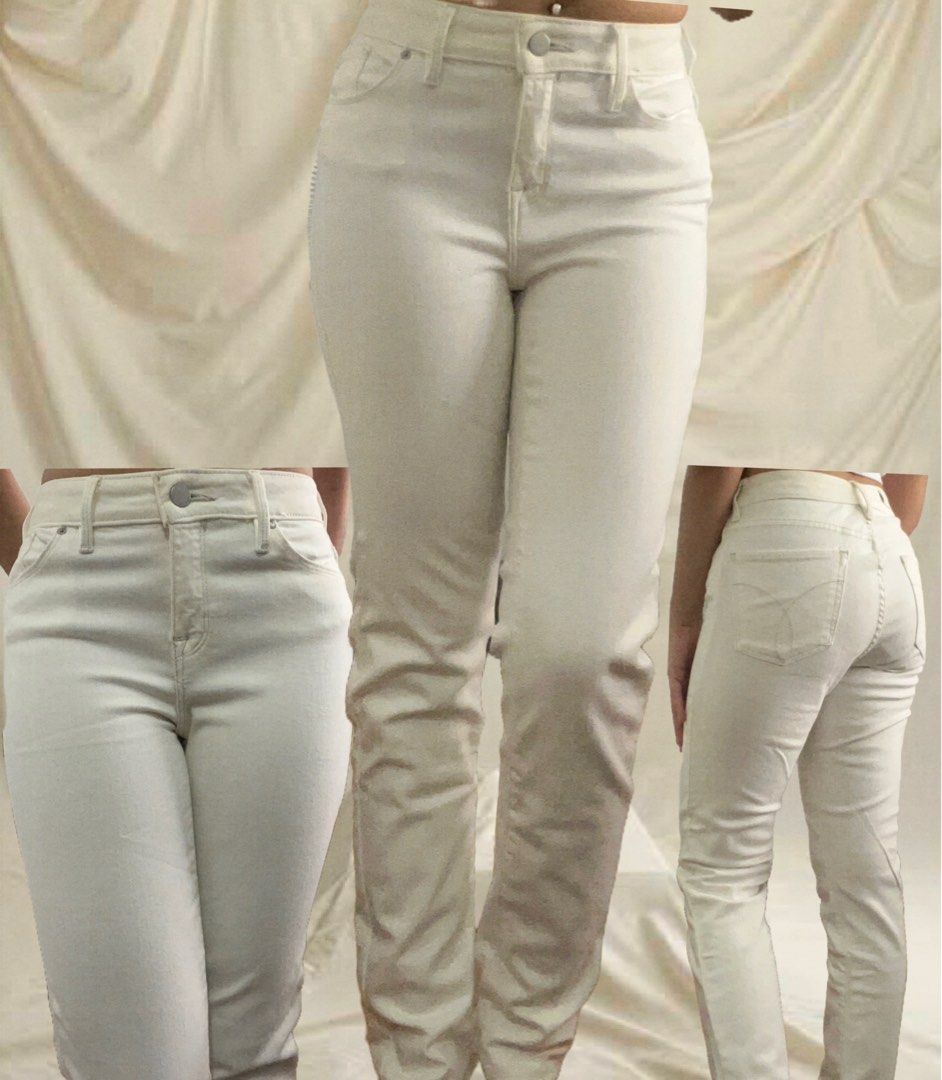 Calvin Klein White Denim Pants, Women's Fashion, Bottoms, Jeans on ...