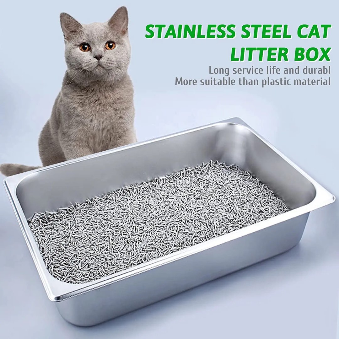 Cat Stainless Steel Litter Tray Box Metal CONTAINER BOX gardening small ...