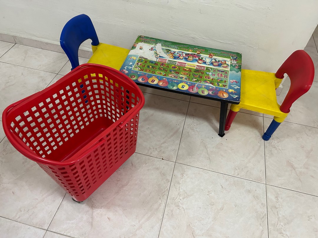 Chairs, tables, bucket with wheel, Babies & Kids, Baby Nursery & Kids ...