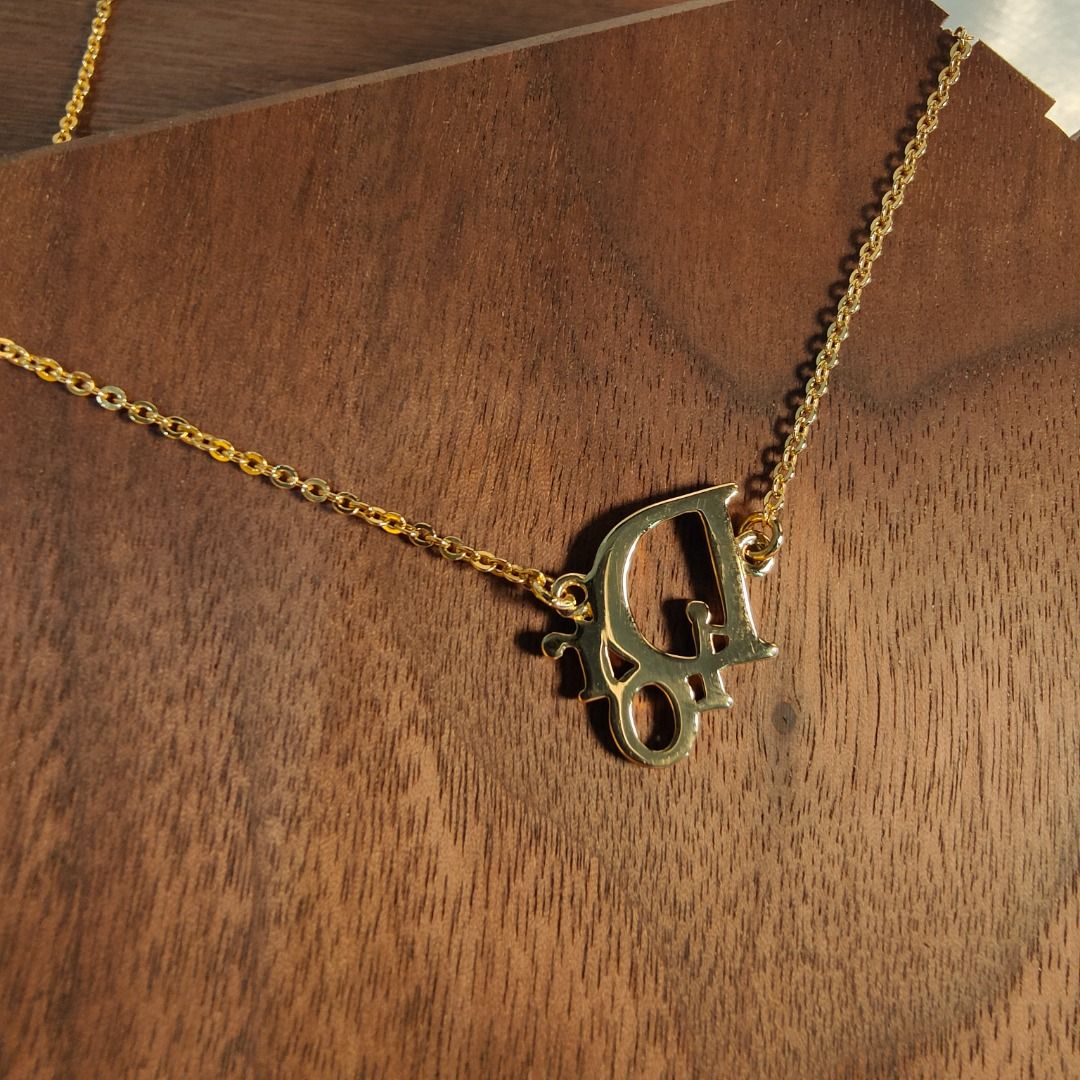 Christian Dior Vintage DIOR Logo Rhinestone Necklace, Women's Fashion ...