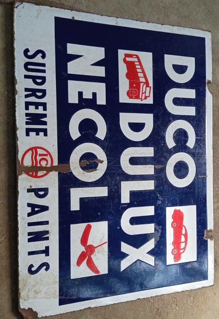 DUCO DULUX NECOL, Enamel Porcelain Sign Signboard .DOUBLE SIDED ...