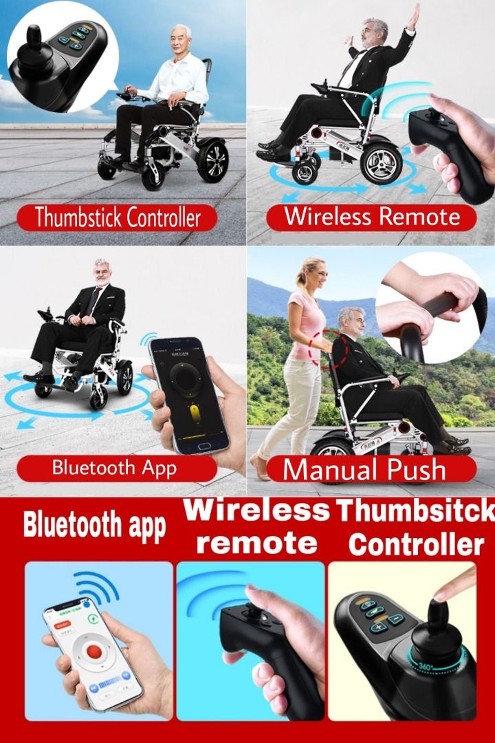 Electric wheelchair Recliner foldable power motorised Bluetooth ...