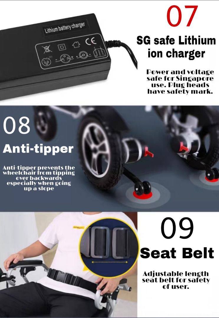 Electric wheelchair Recliner foldable power motorised Bluetooth ...