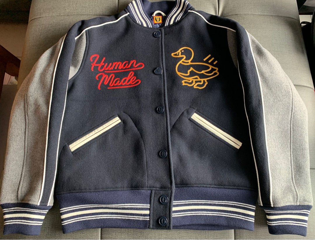 [日本官網購入現貨]HUMAN MADE VARSITY JACKET 刺繡棒球外套, 他的時尚, 外套、夾克、大衣在旋轉拍賣