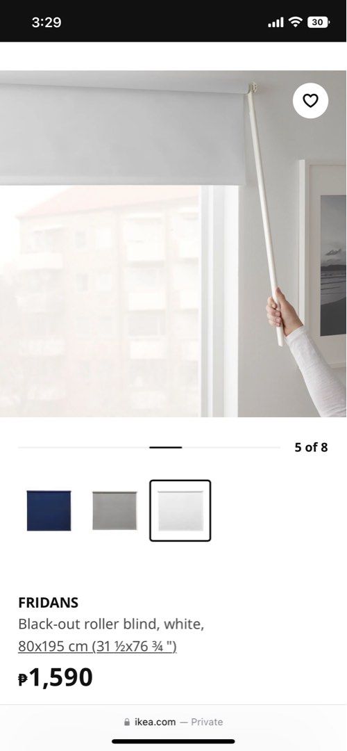 IKEA FRIDANS Blackout Blinds 80cm, Furniture & Home Living, Home Decor ...