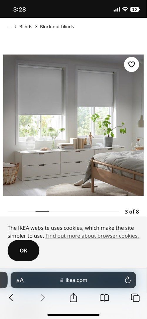 IKEA FRIDANS Blackout Blinds 80cm, Furniture & Home Living, Home Decor ...