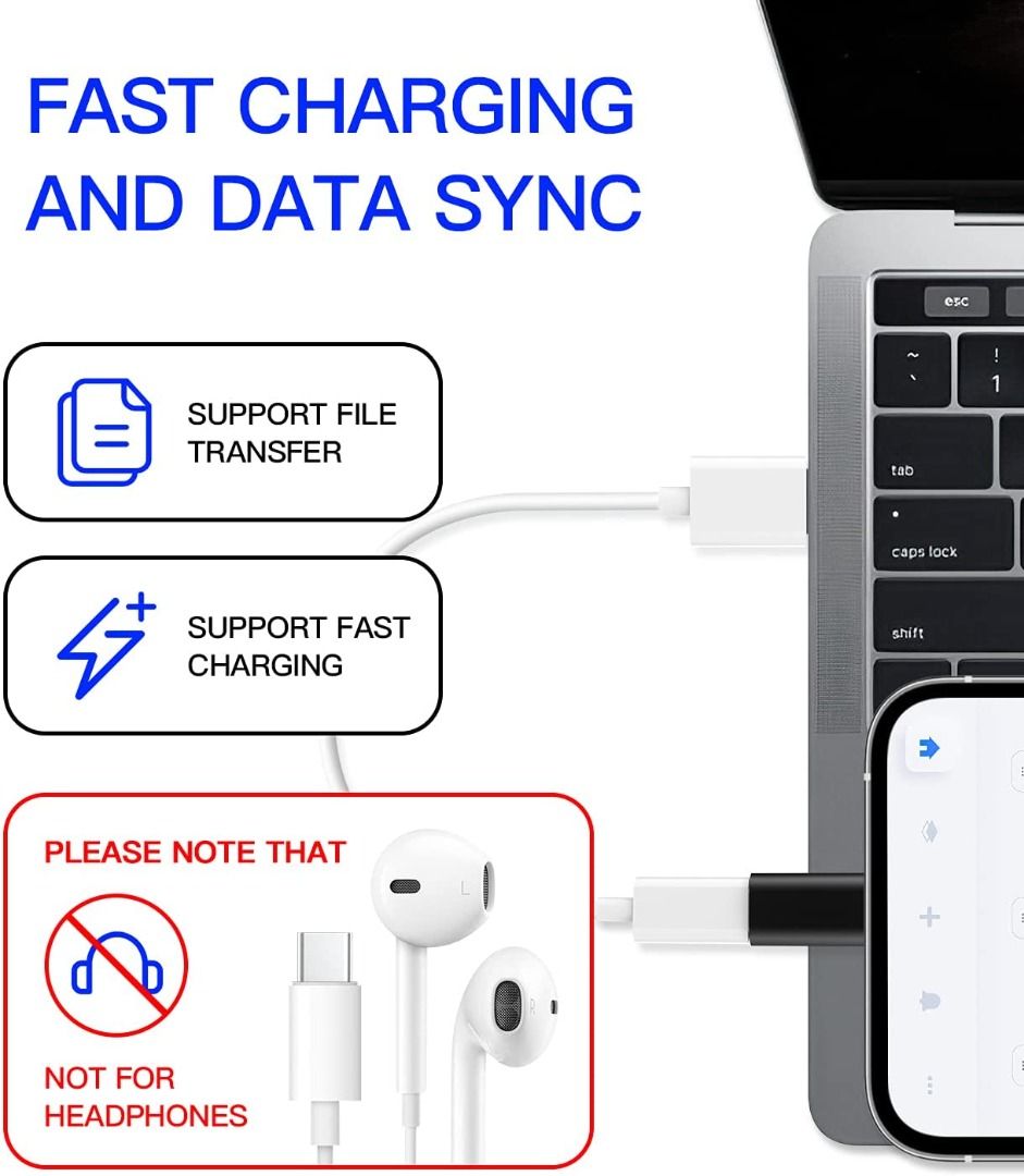 iphone Lightning to Type-C Plug adaptor (USB-C female to IP. lightning ...