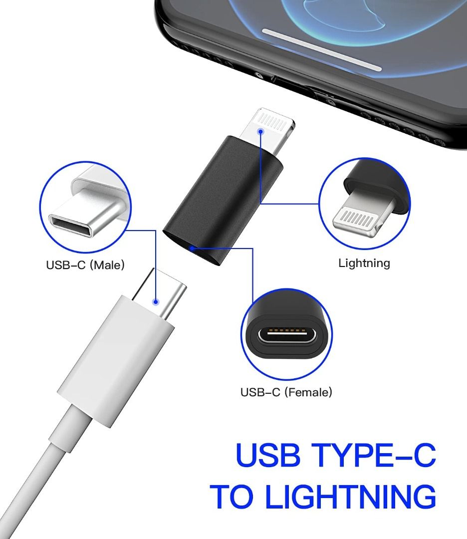 iphone Lightning to Type-C Plug adaptor (USB-C female to IP. lightning ...