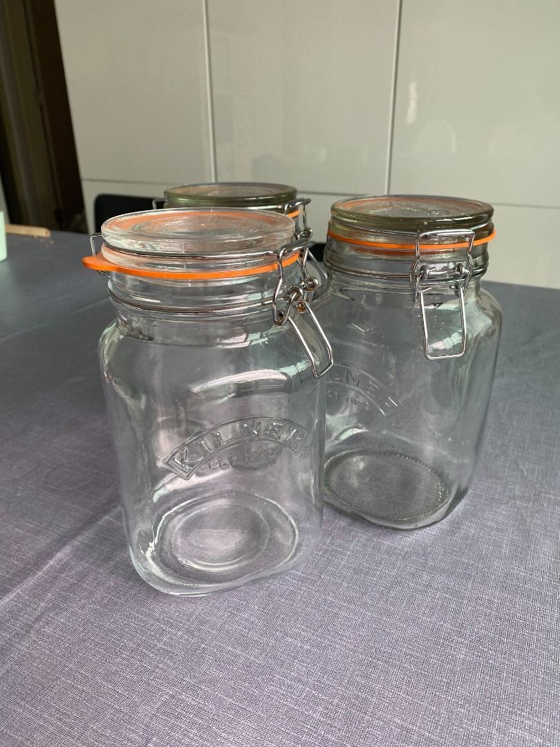 Kilner Large Glass Storage Jars 14No. 1.5L Square with Flip top ...