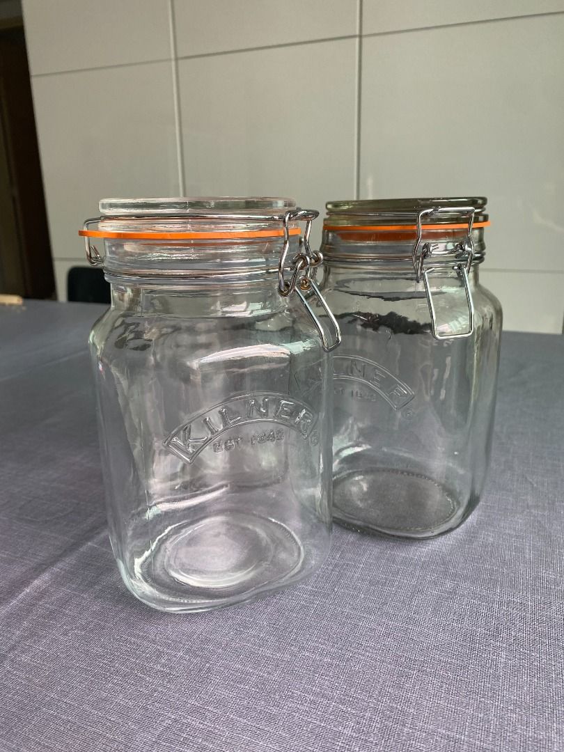 Kilner Large Glass Storage Jars 14No. 1.5L Square with Flip top ...