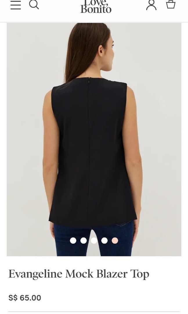 LOVE BONITO Evangeline Mock Blazer Top, Women's Fashion, Tops, Sleeveless on Carousell