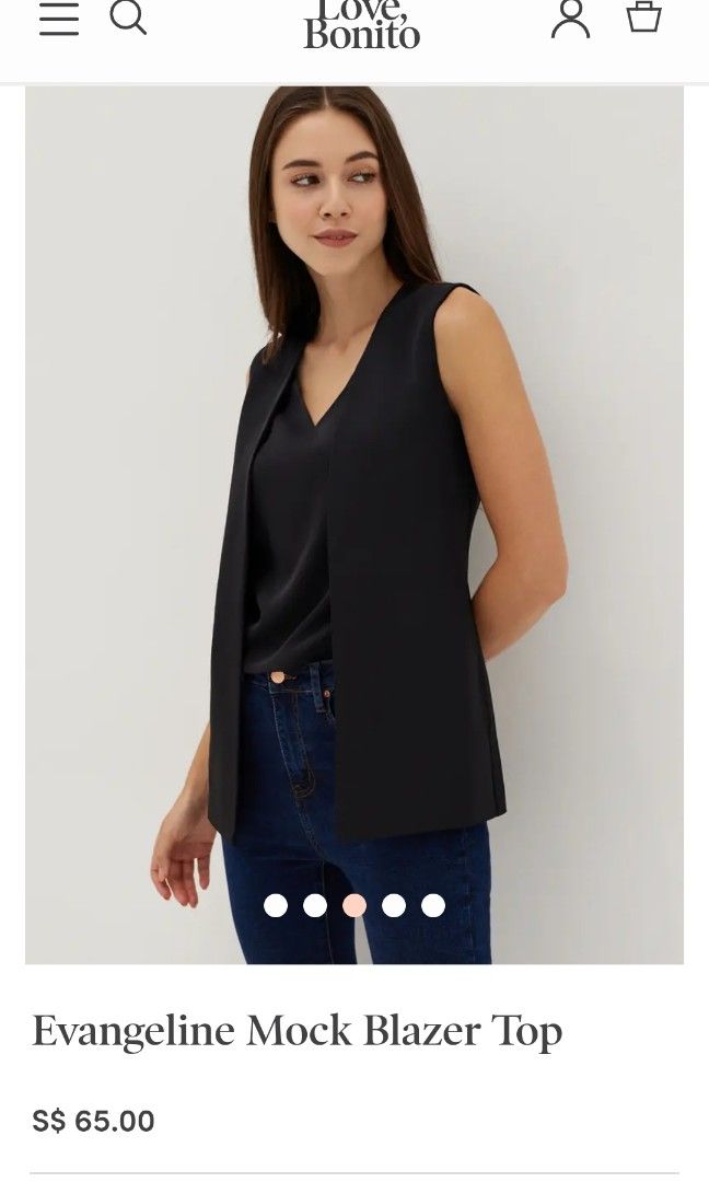 LOVE BONITO Evangeline Mock Blazer Top, Women's Fashion, Tops, Sleeveless on Carousell