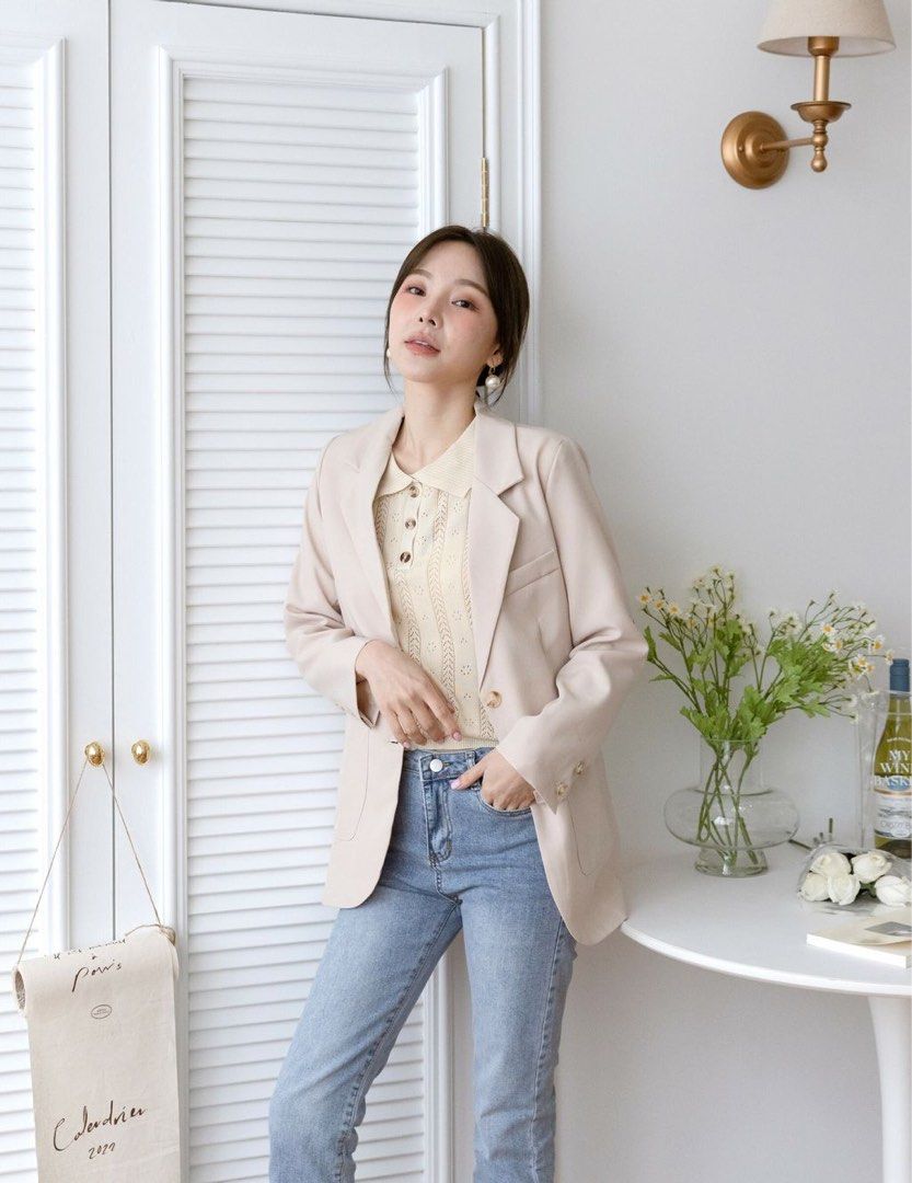 (NEW) Minss Formal Office Jacket - Beige, Women's Fashion, Coats ...