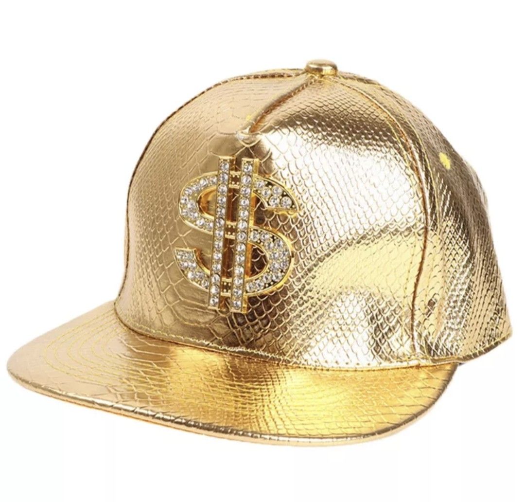 Money dollar gold hip hop cap hat rapper nigga gold hat shiny gold ...