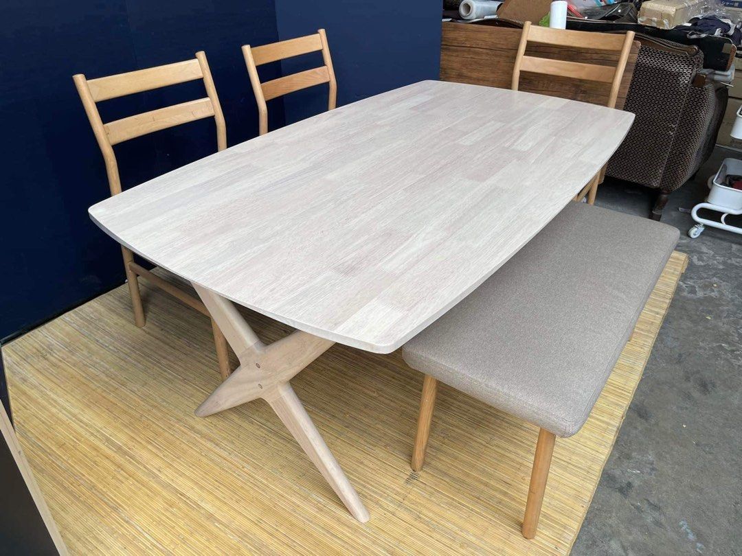 Nitori Bench & Chairs w/ Nitori Table, Furniture & Home Living ...