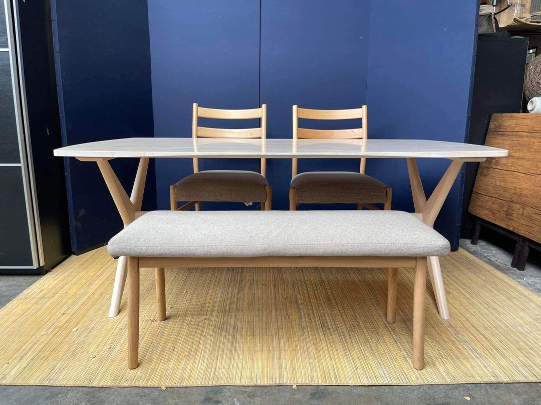 Nitori Bench & Chairs w/ Nitori Table, Furniture & Home Living ...
