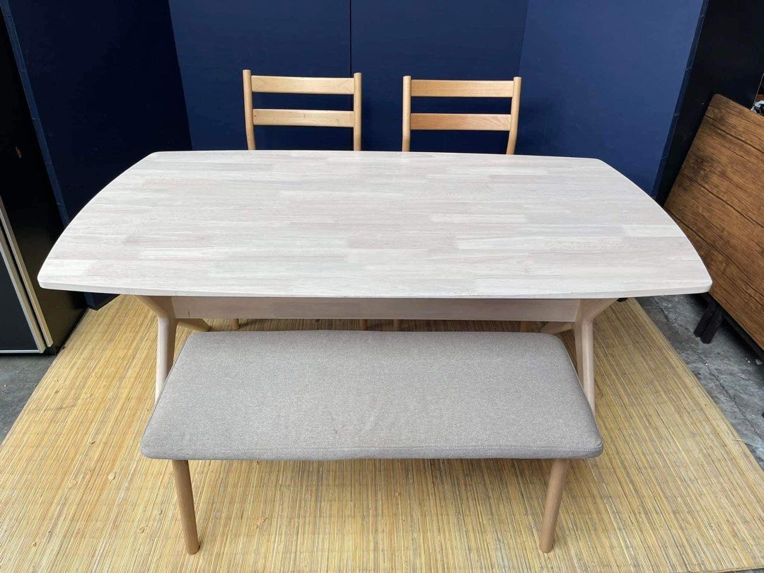 Nitori Bench & Chairs w/ Nitori Table on Carousell