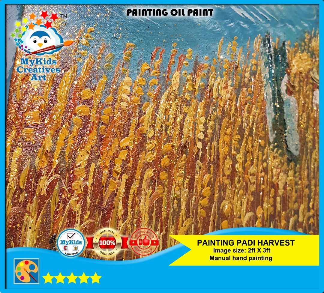 OIL PAINTING PADI HARVEST 2FT X 3FT, Hobbies & Toys, Stationery & Craft ...
