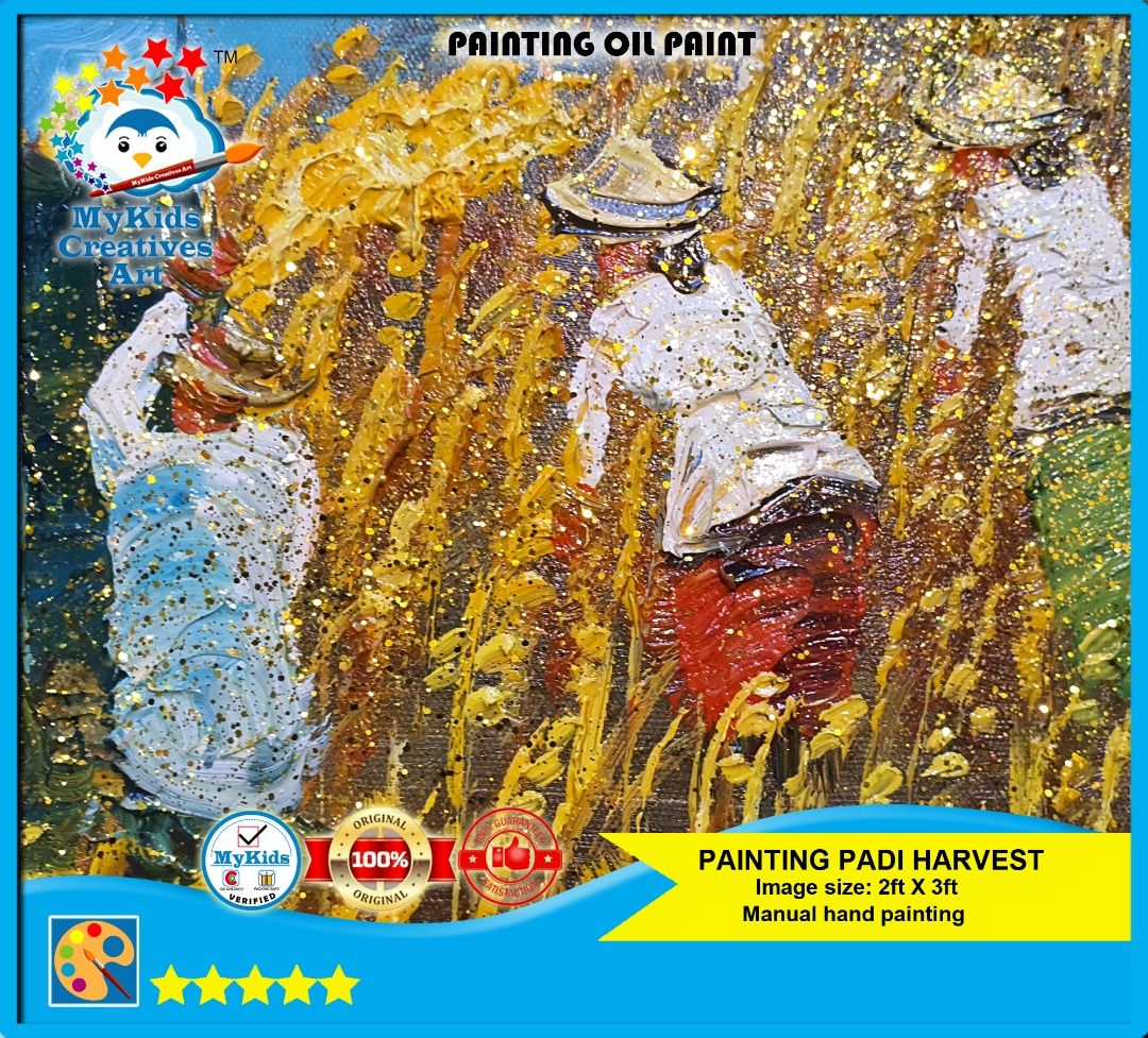 OIL PAINTING PADI HARVEST 2FT X 3FT, Hobbies & Toys, Stationery & Craft ...