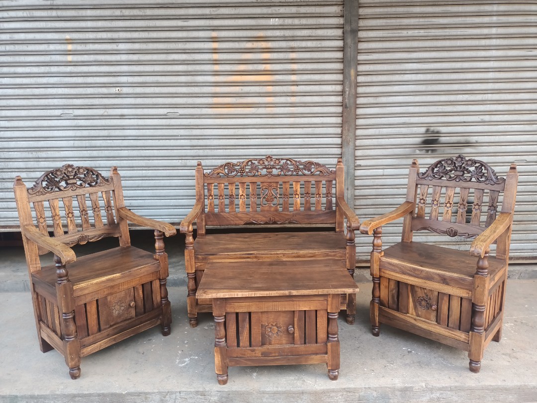 Old Gallinera Sala Set -Acacia Wood, Furniture & Home Living, Furniture ...