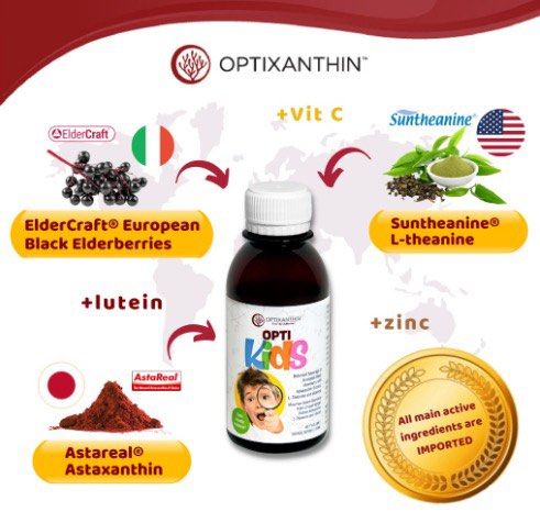 Optixanthin OPTI-Kids Brain, Eye & Immune Supplement, Health ...
