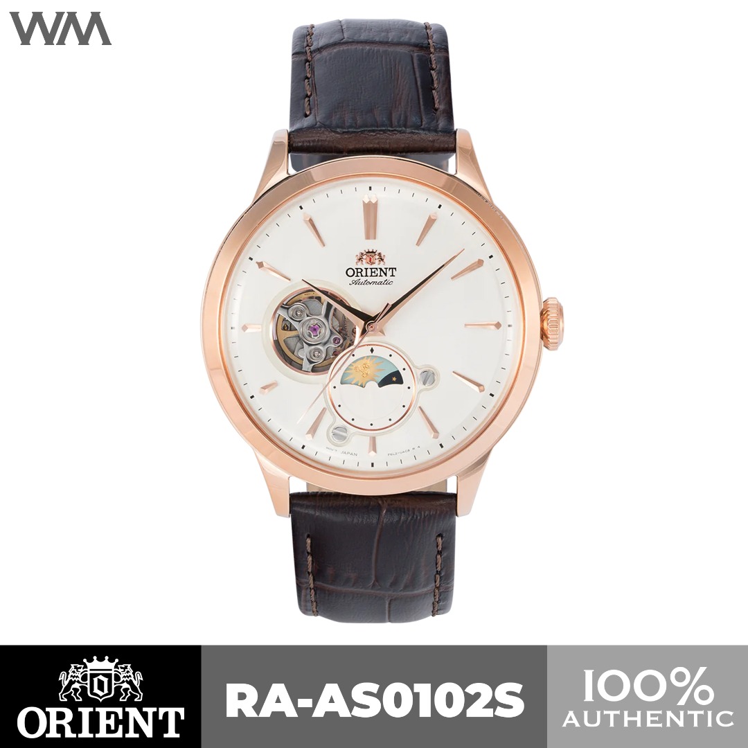 Orient White Dial Open Heart Sun and Moon Automatic Watch RA-AS0102S RA ...