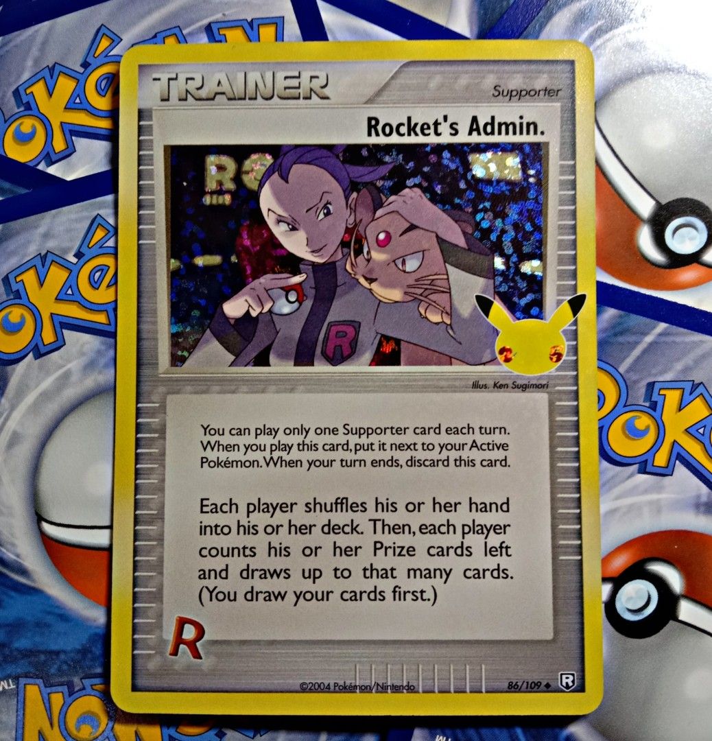 Original Pokemon TCG, Celebration , 25th Anniversary, Trainer Card, Rocket's Admin (Halo), 86/ ...