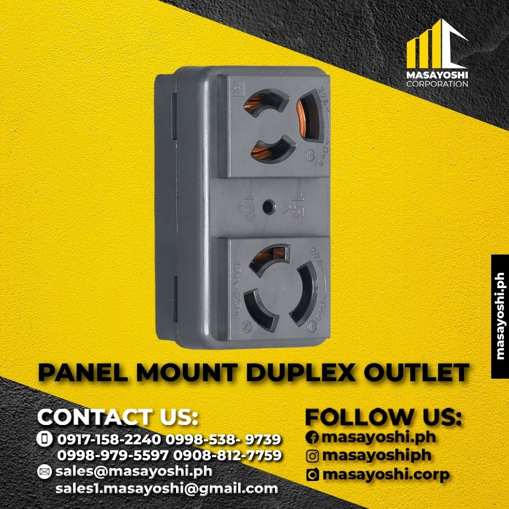 panel mount duplex outlet, 2-Pole 3-Wire Grounding 15A 125V, black ...