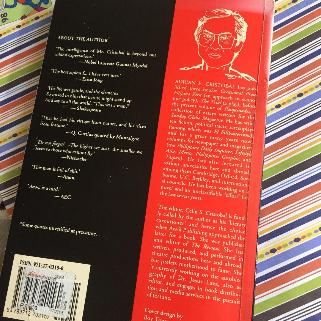 Pasquinades by Adrian Cristobal, Hobbies & Toys, Books & Magazines ...