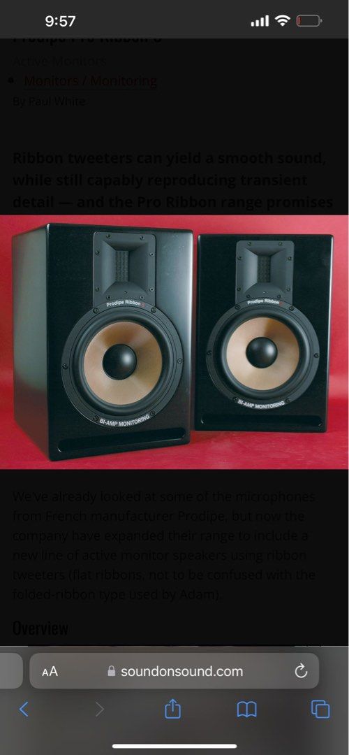 Prodipe Pro Ribbon 8 - Studio Monitor Speakers, Audio, Soundbars ...
