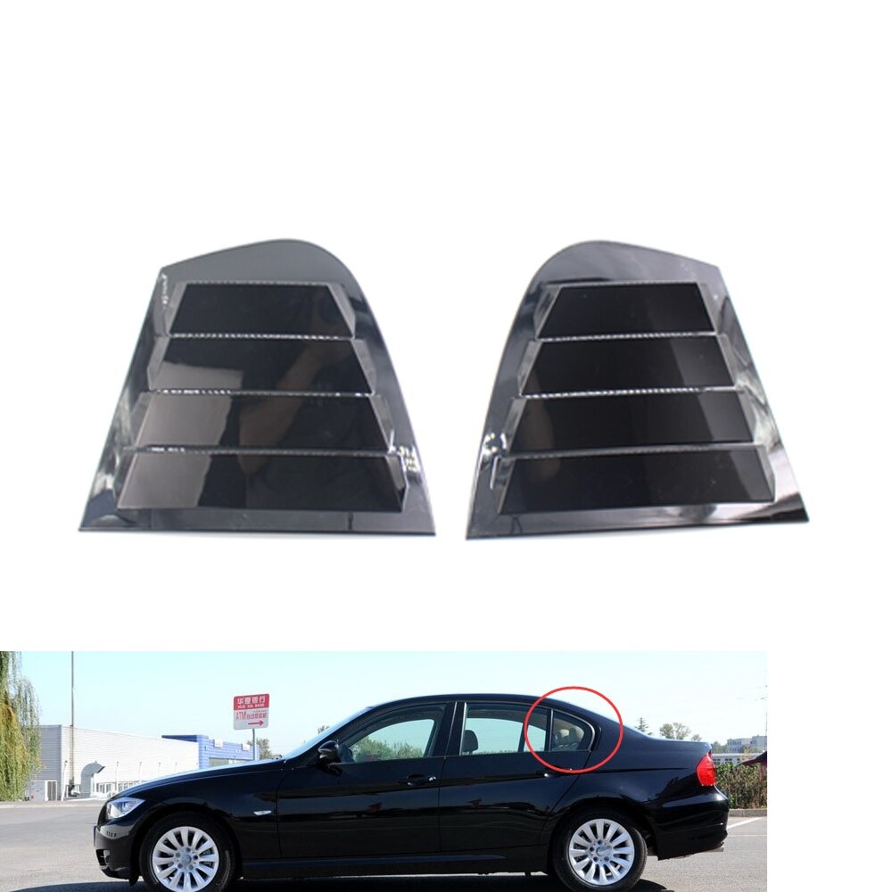 Rear Door Left And Right Window Triangular Gloss Black Trims For BMW 3 ...